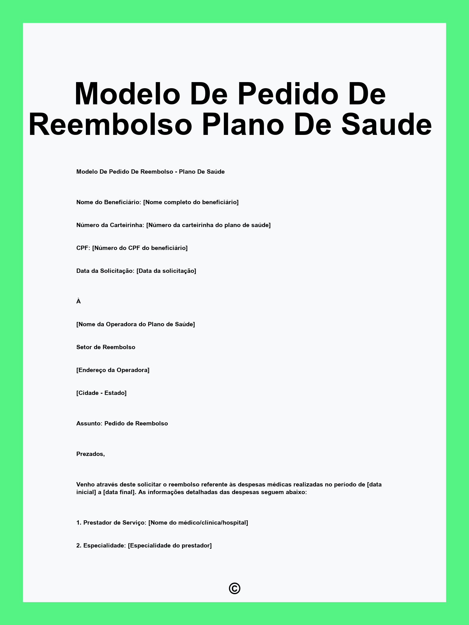 Modelo De Pedido De Reembolso Plano De Saude