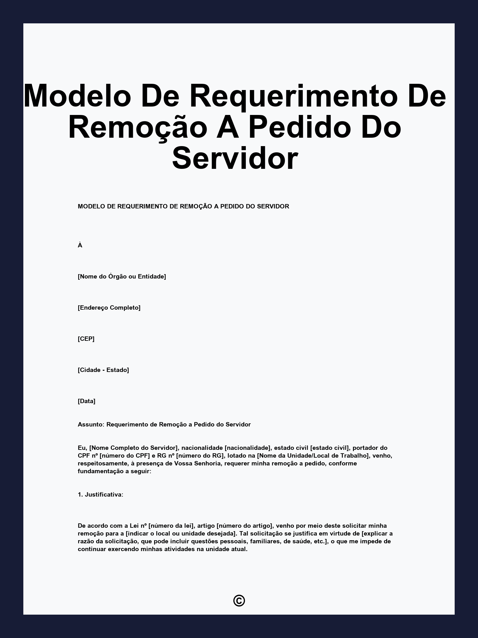 Modelo De Requerimento De Remoção A Pedido Do Servidor